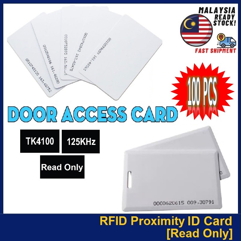 [100 PCS / Read Only] ID Card 125Khz RFID Proximity Card TK4100, EM4200 ...
