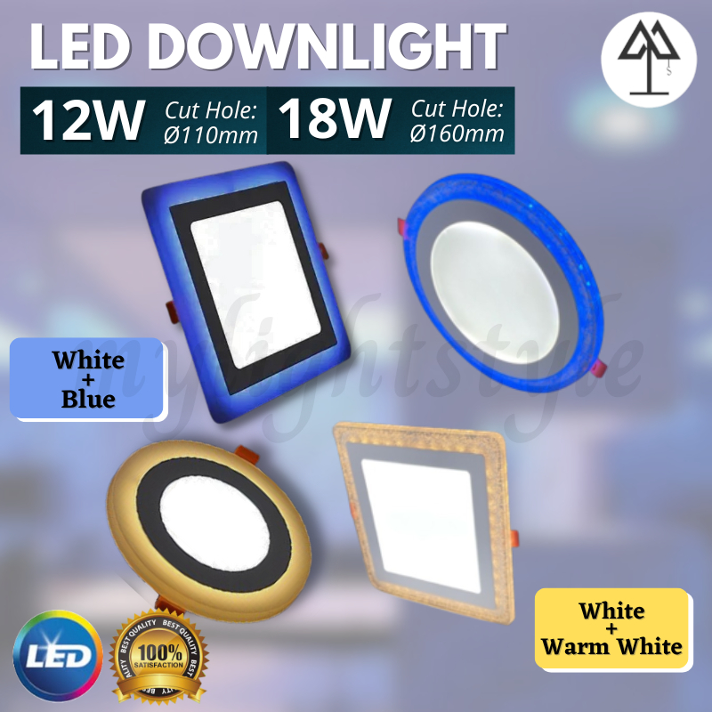 [2 Years Warranty] 4" 12W 6" 18W Double Color 3 Modes LED Downlight ...