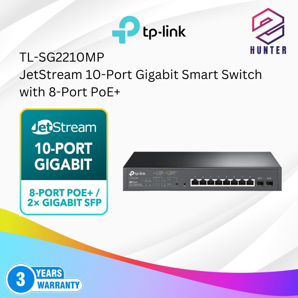 TP Link TL-SG2210MP JetStream 10-Port Gigabit Smart Switch with 8-Port ...