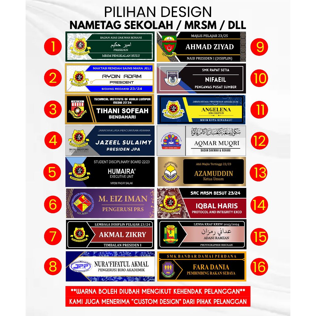 Name Tag Epoxy SEKOLAH | SBP | MRSM | PRS | MAGNET & PIN | Shopee Malaysia