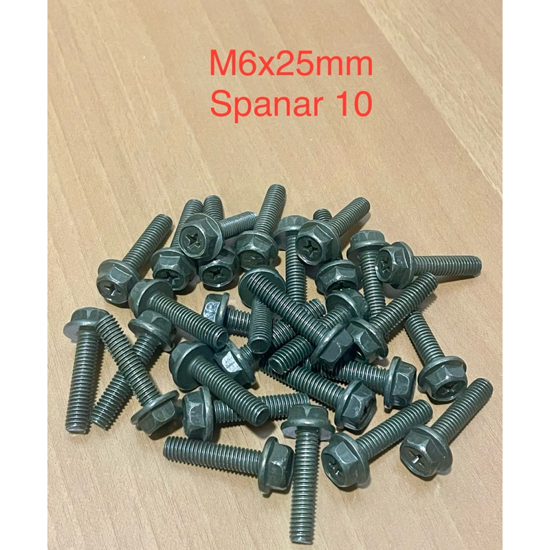 Screw skru bolt saiz 10 / M6 25mm untuk semua motor automobile kereta ...