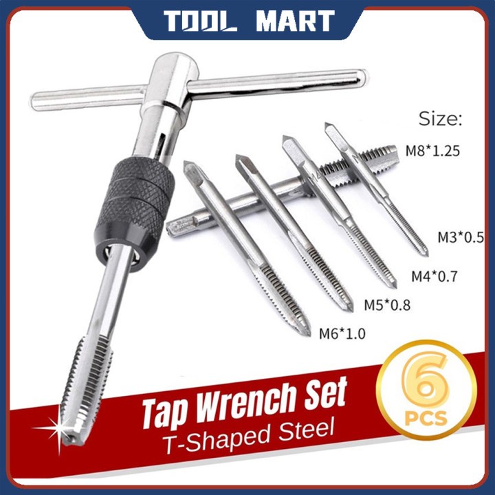 【6PCS】 M3-M12 tap wrench set Spanner Tool Metal Nut Bolt Alloy Hand ...