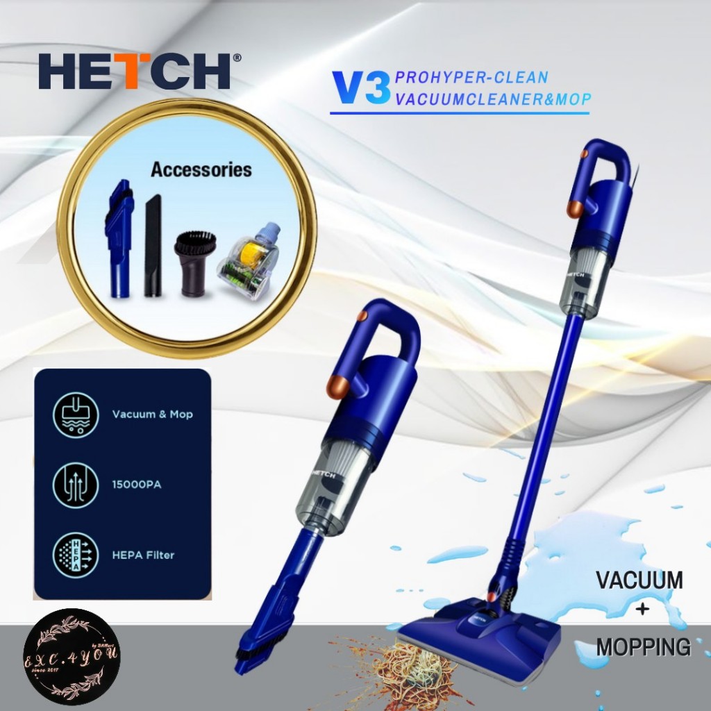 HETCH V3 Pro Hyper-Clean Handheld Dust Mite Bed Vacuum Cleaner & Mop ...