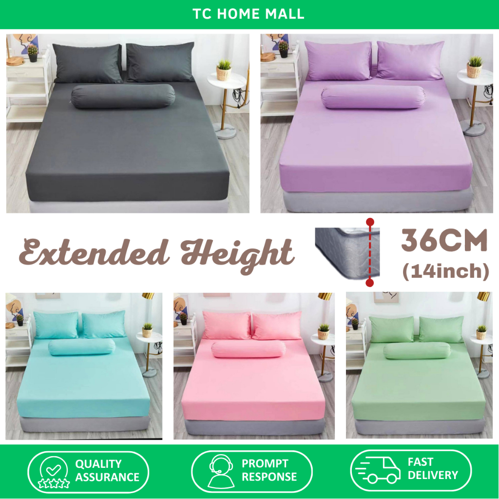 Cadar Set Tilam Plain Kosong Premium Fitted Bed sheet Homestay Single ...