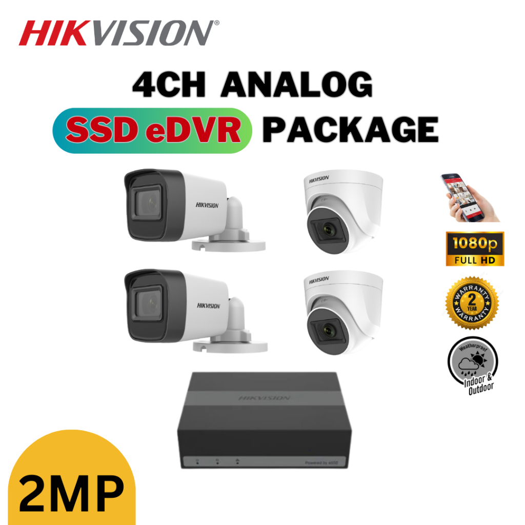 HIKVISION CCTV SET (World No. 1) 4CH 2MP eSSD 1TB iDS-E04HQHI-B/DS ...