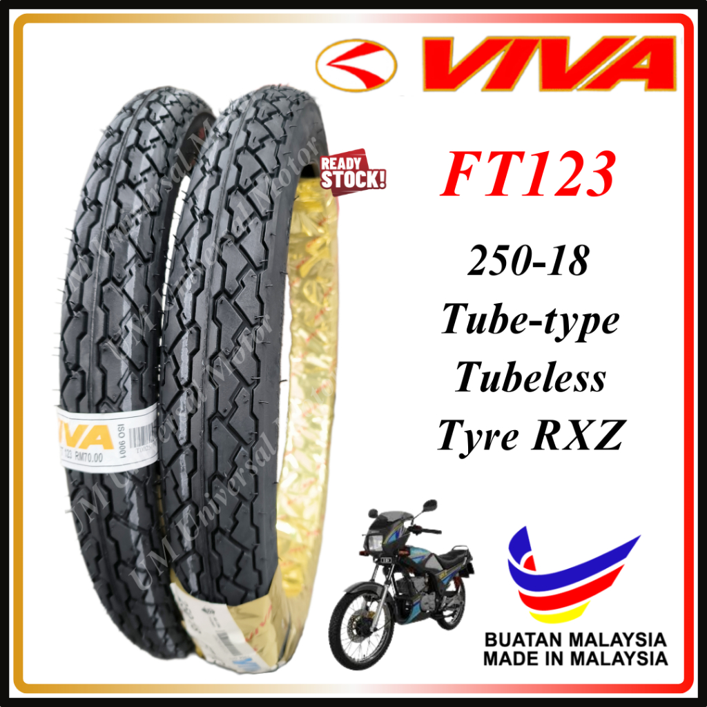 VIVA FT123 TYRE RXZ TUBETYPE TUBELESS TAYAR BUNGA SOTONG SIME DUNLOP ...
