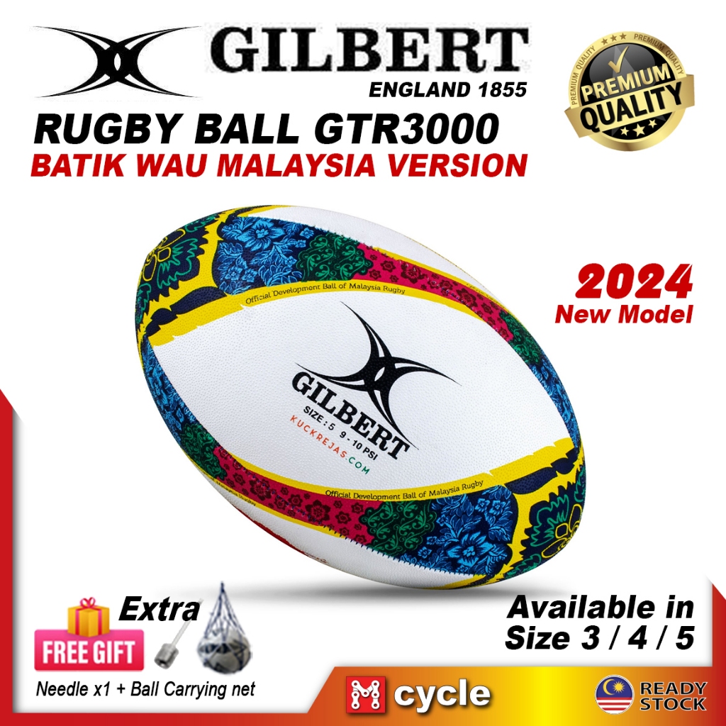 [2024 New Model] GILBERT UK GTR3000 Rugby Ball Batik Wau Songket Bola ...