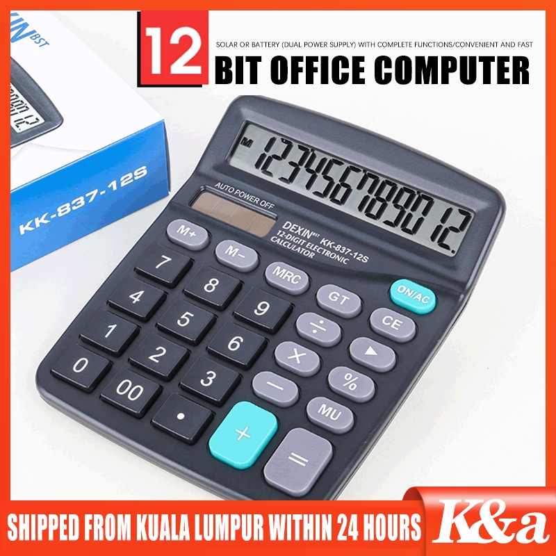 12 Digits Calculator Big LCD Display Electronic Calculators Office ...