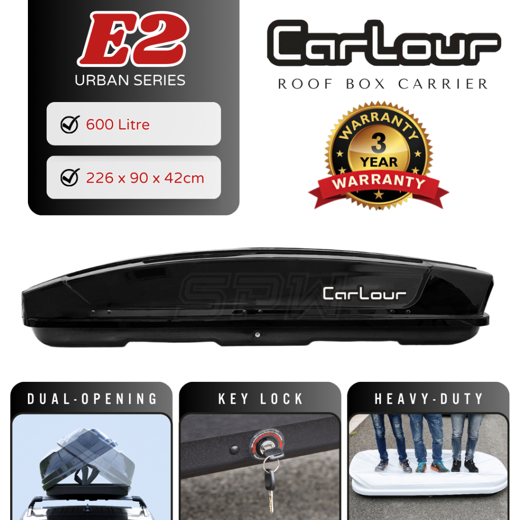 CARLOUR (E2) Roof Box 600L Slim Design Roofbox Roof Luggage Carrier 600 ...