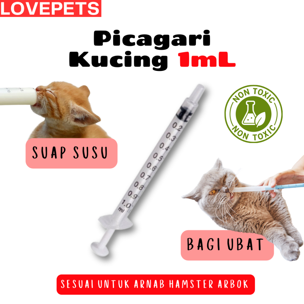 LovePets | Picagari Kucing 1mL / Cat Syringe 1mL / Sesuai untuk Arnab ...