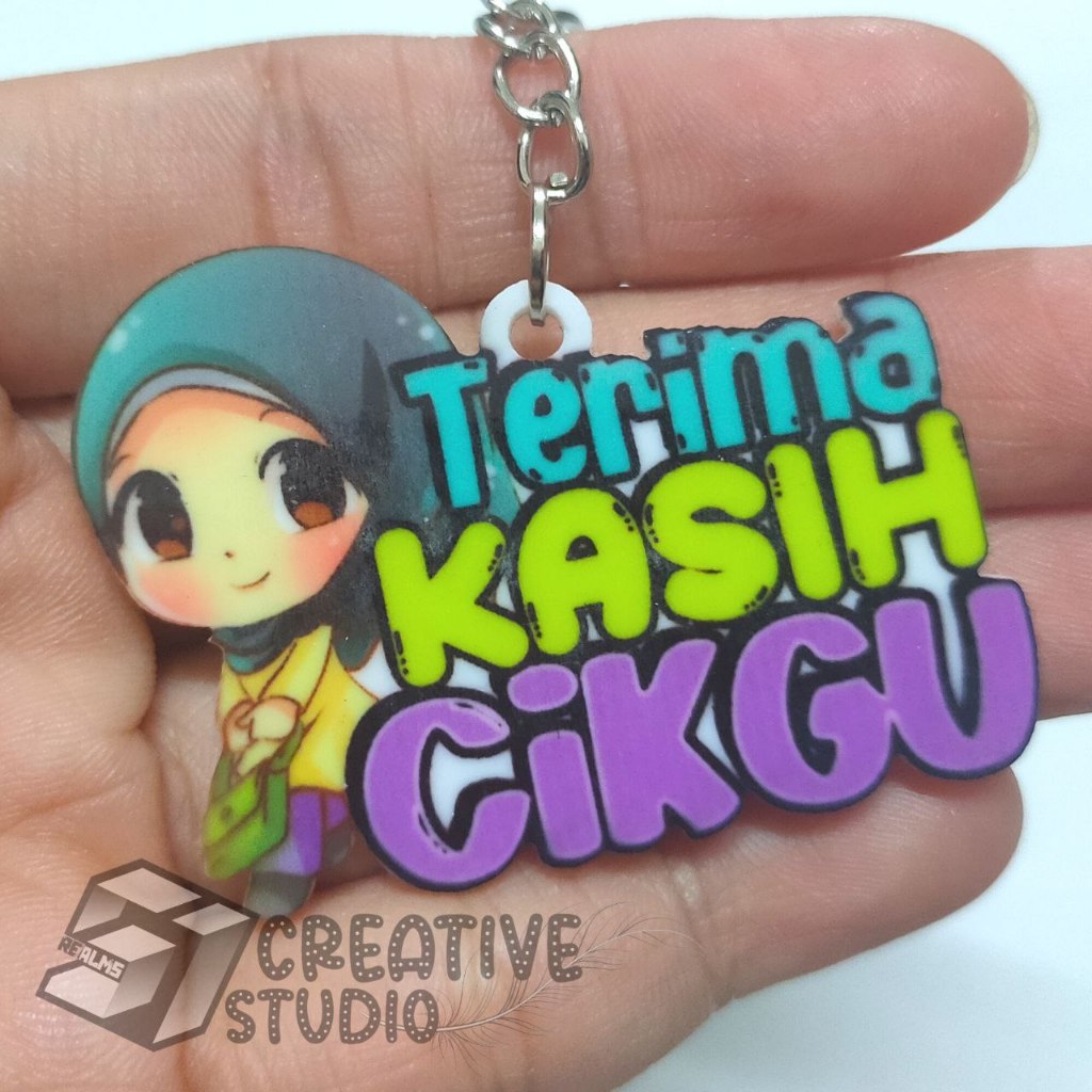 Keychain Terima Kasih Cikgu Keychain Hari Guru Hadiah Guru | Shopee ...