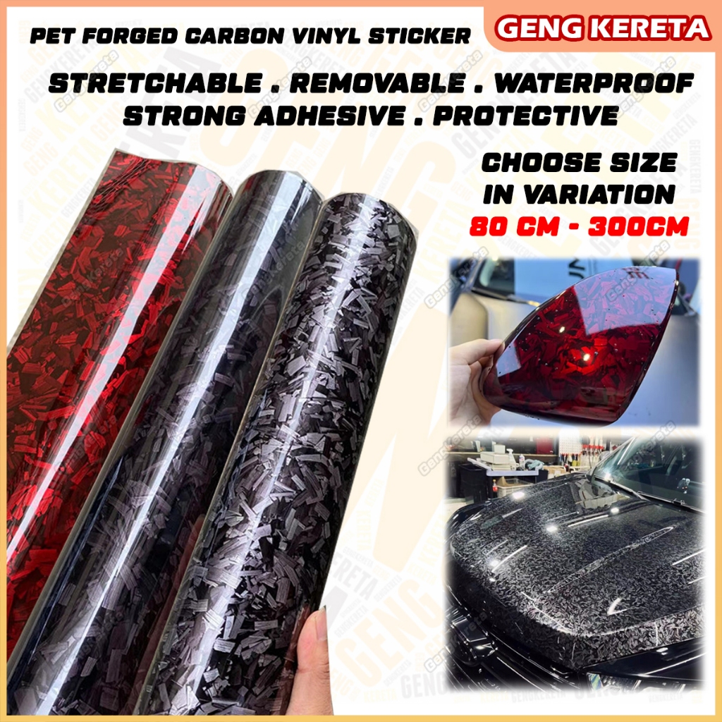 Big Size High Quality PET Glossy Forged Sticker Carbon Black / Silver ...