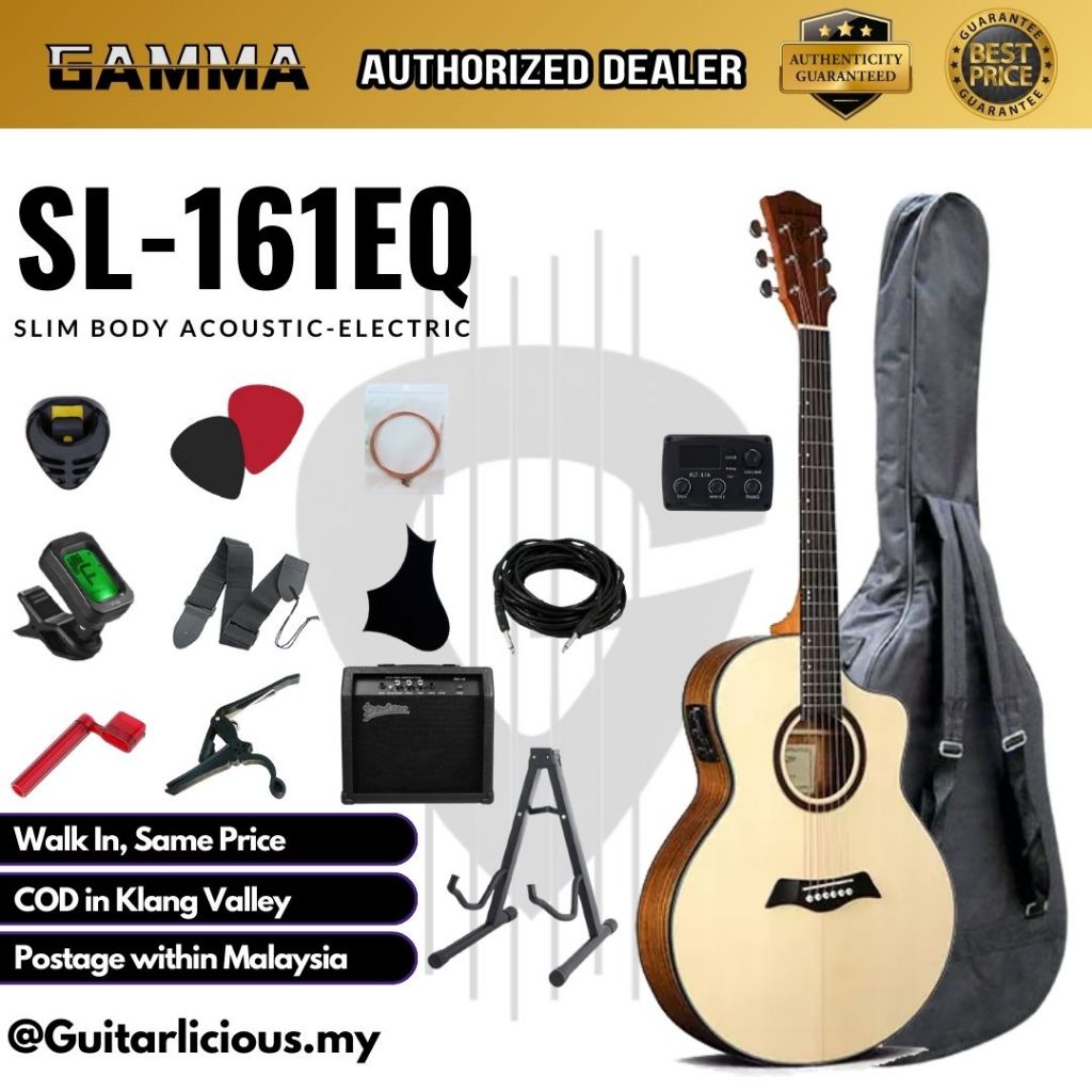 GAMMA (SL-161-EQ) 40inch SLIMBODY Acoustic Guitar with Active EQ ( GM-SL-161-EQ / LS-161EQ / LS ...