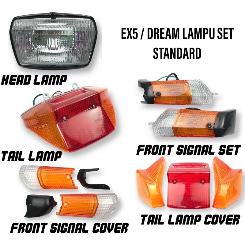 HONDA EX5 HI POWER EX5 DREAM NEW HEAD LAMP + FRONT SIGNAL DEPAN + TAIL LAMP LAMPU BELAKANG ...