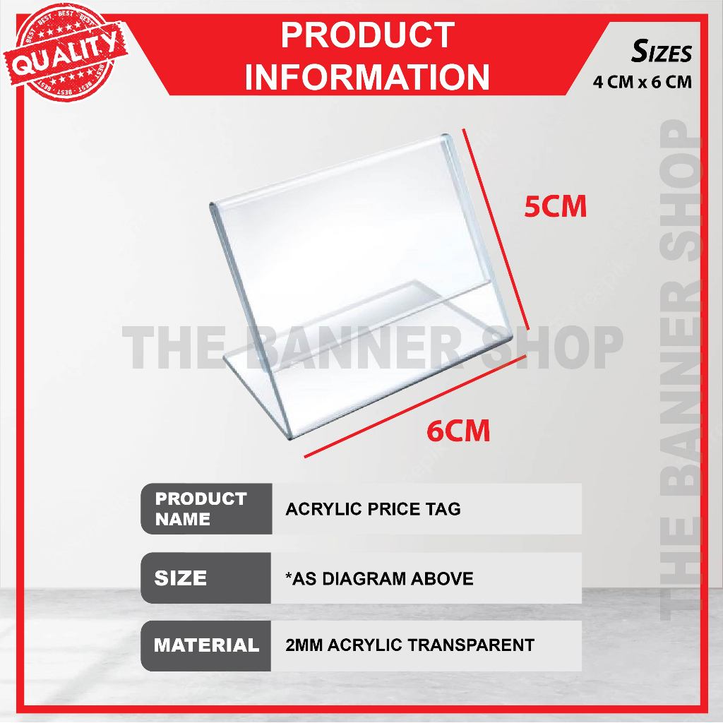 Acrylic PriceTag Display Holder, Akrilik Display Harga, Acrylic Name ...