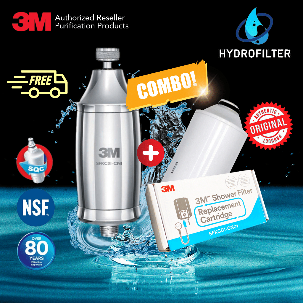 (COMBO Deals!) 3M™ Shower Filter + C-SFKC01-CN1/ Bath Filter/ 3M Water ...