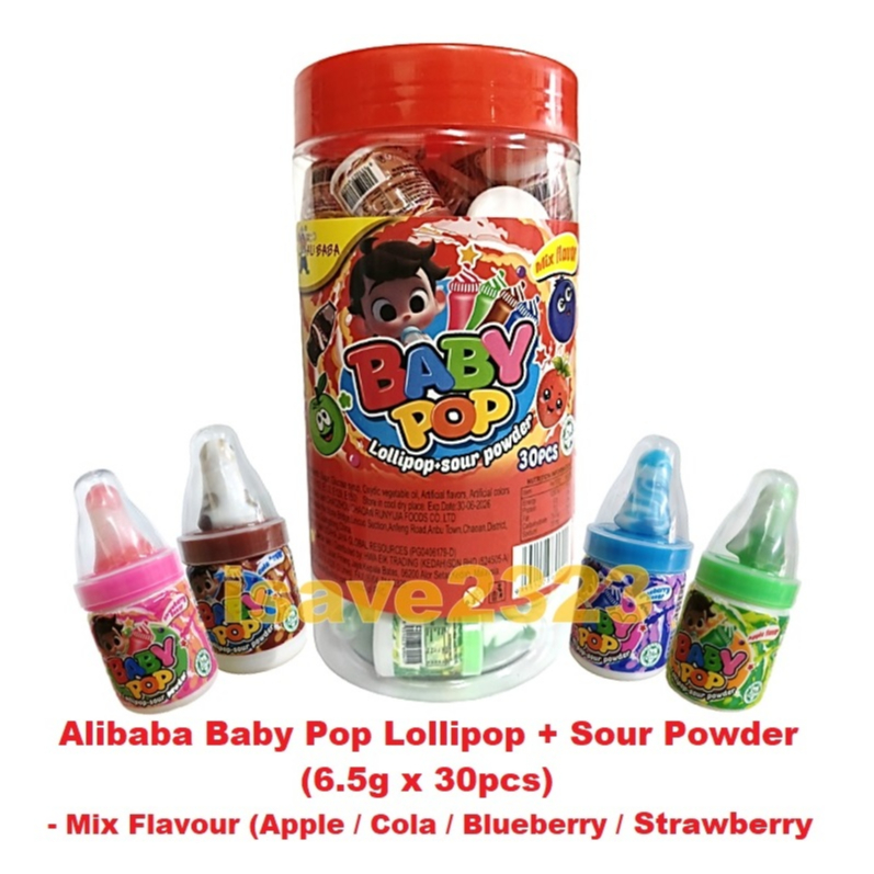 [HALAL] Alibaba Baby Pop Lollipop + Sour Powder (6.5g x 30pcs) - Mix ...