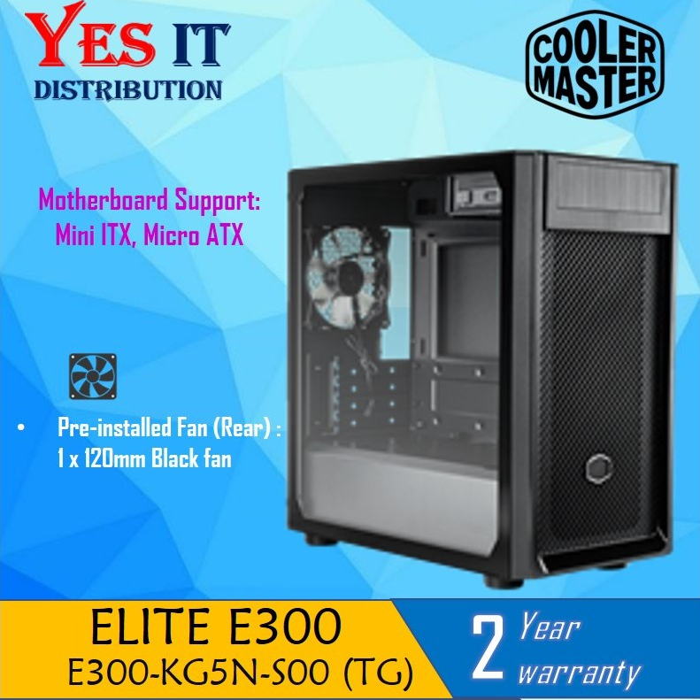 Cooler Master Elite 300 with ODD TG / STEEL mATX Casing (E300-KG5N-S00/E300-KN5N-S00) | Shopee ...