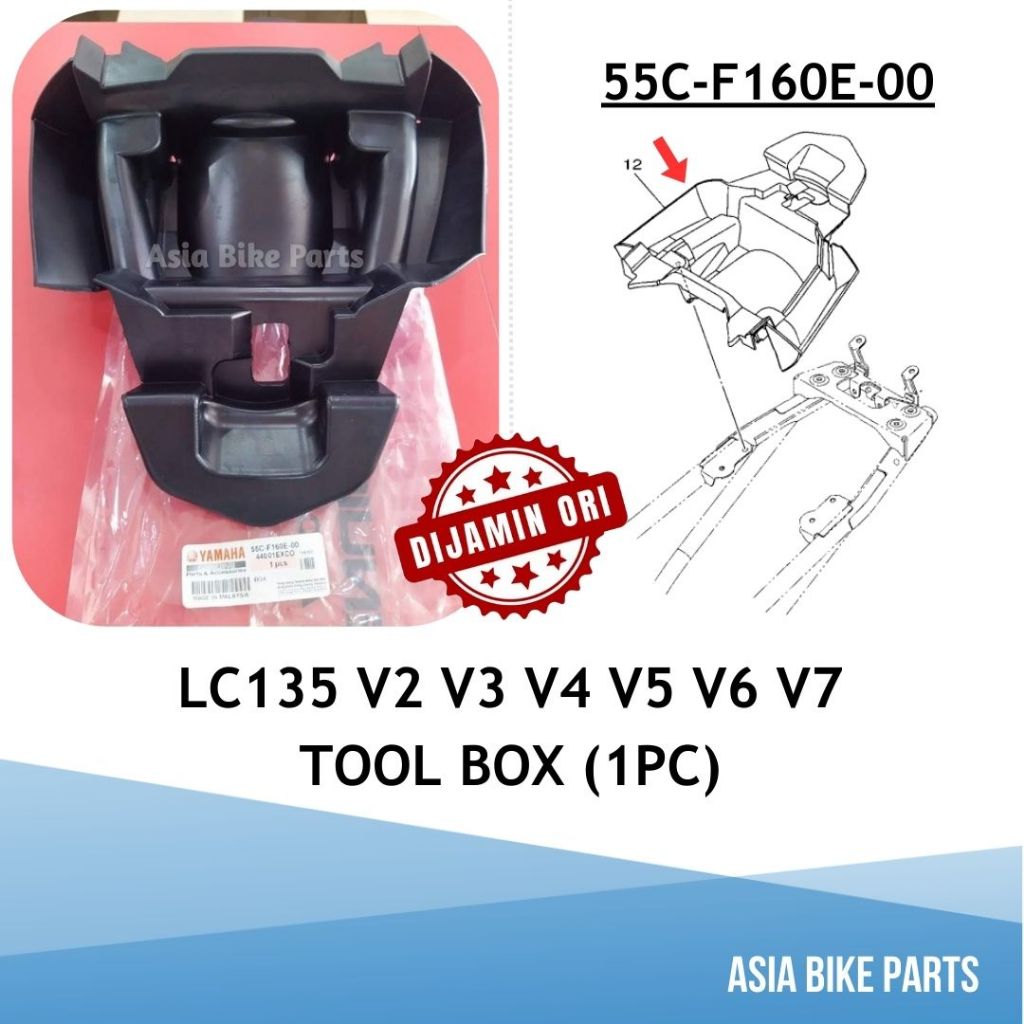 Yamaha Original LC135 V2 V3 V4 V5 V6 V7 Tool Box / Getah Kotak Spana ...