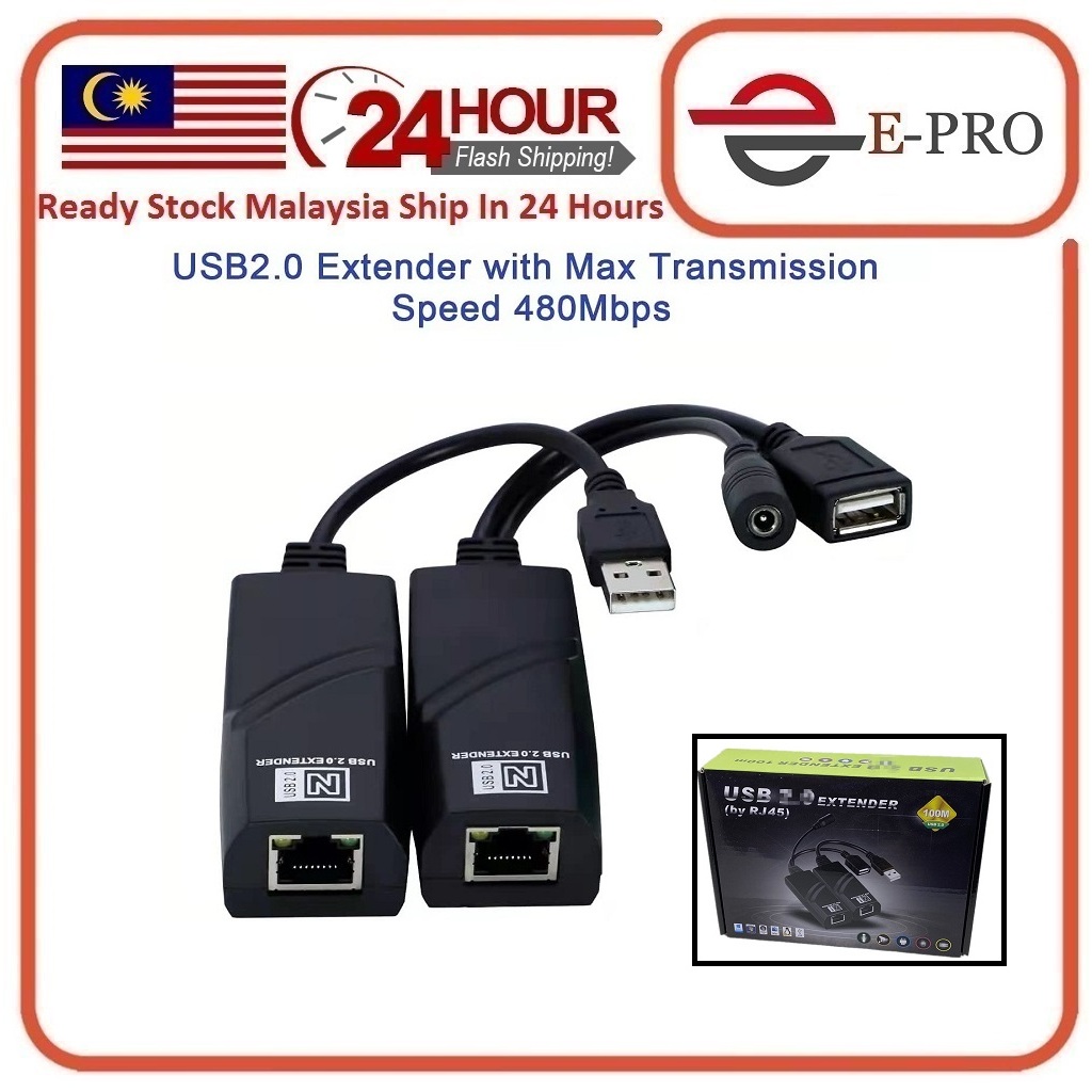 USB 2.0 Extender 100M to RJ45 Over Cat5 Cat5E Cat6 , USB Ethernet ...