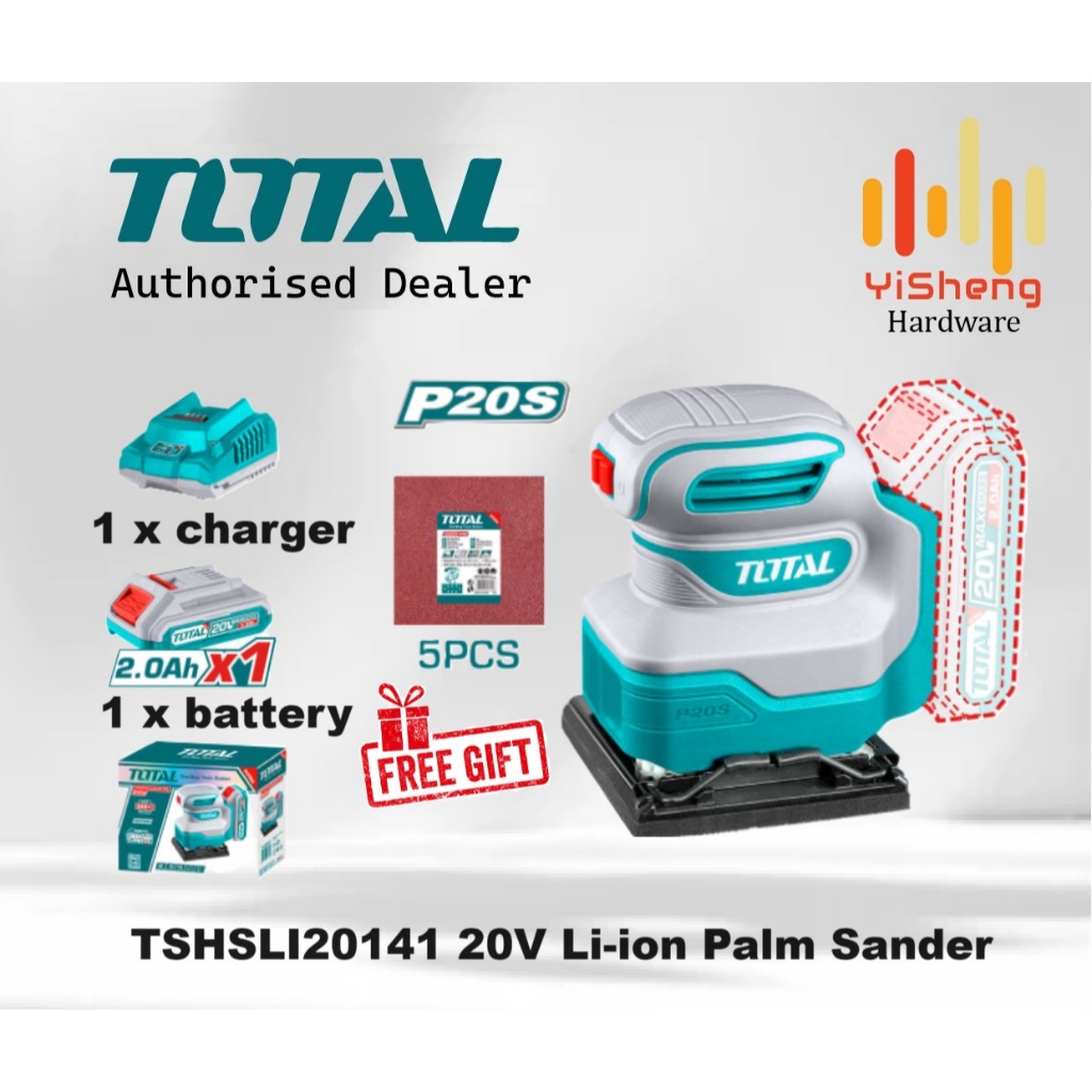 TOTAL 20V Cordless Palm Sander / 240w Palm Sander (TF2231106 ...