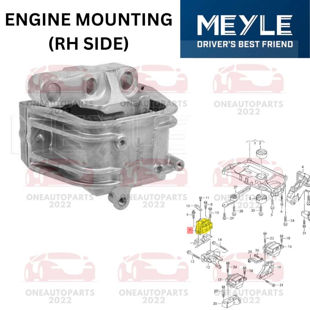 MEYLE GERMANY ENGINE MOUNTING RH SIDE VW PASSAT CC B6 PASSAT B7 EOS ...