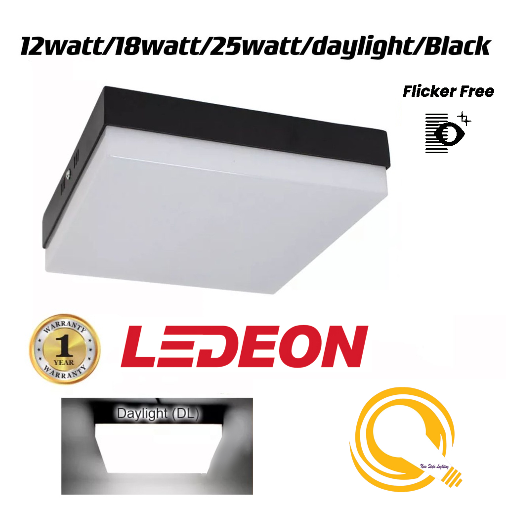 YETPlus LEDEON 1061 12W / 18W / 25W LED Black Square Ceiling Surface ...