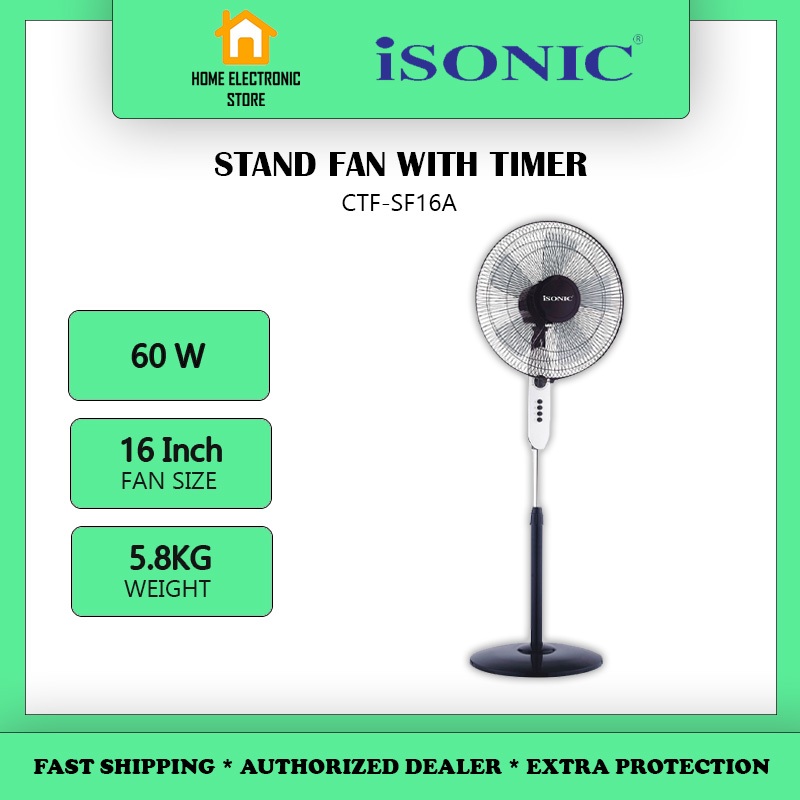 iSonic Stand Fan With Timer Control - Black/White (16") CTF-SF16A ...