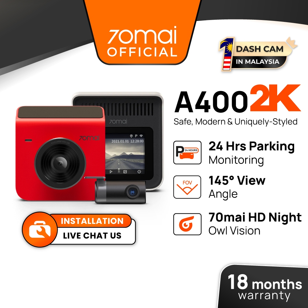 70mai A400 Car Recorder Night Vision Rear Dash Cam QHD 1440P | Shopee ...