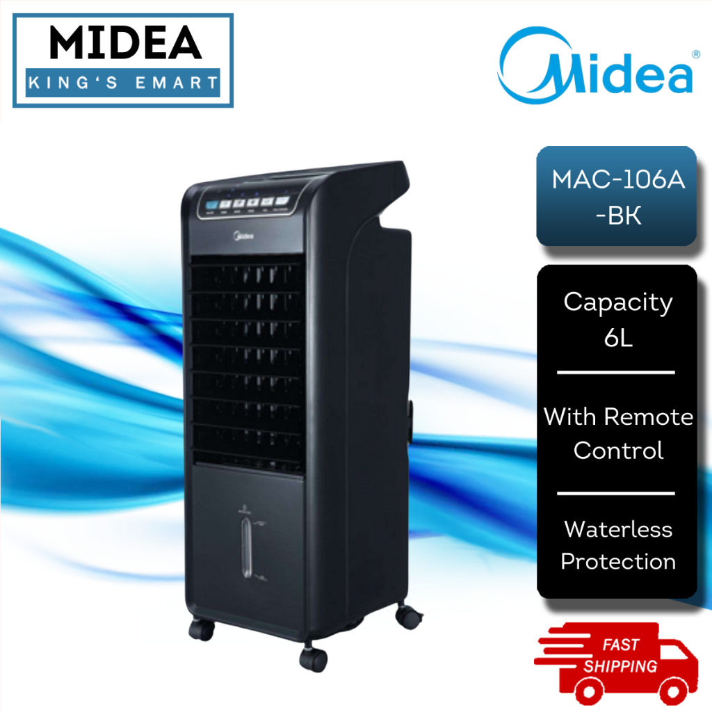 Midea 6L Air Cooler with Remote Control (Black) MAC-106A-BK ...