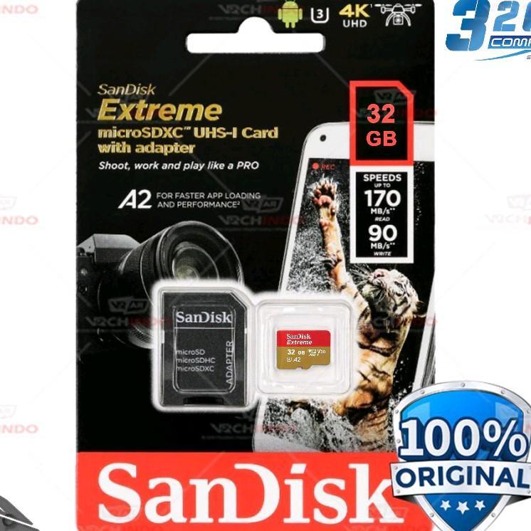 Original Sandisk 32gb Extreme Gold A2 Memory Card Microsd 170mbps