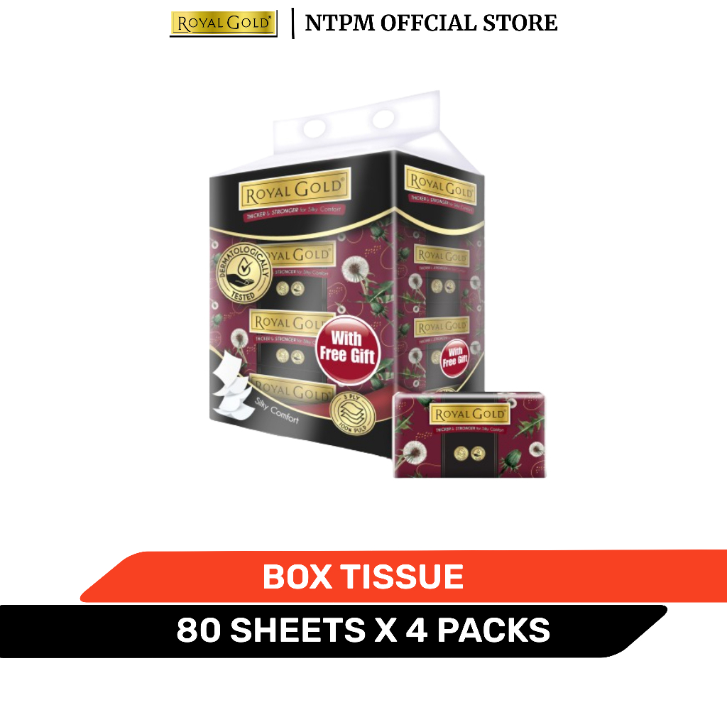 Royal Gold Luxurious White Facial Tissue (4 Boxes x 80’s) | Shopee Malaysia