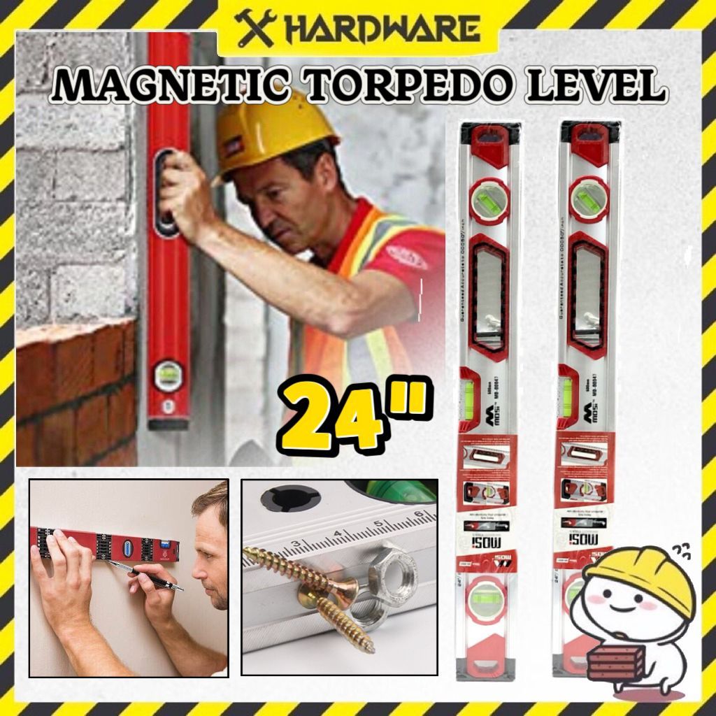 24" "MDSI" H/DUTY MAGNETIC TORPEDO LEVEL/TORPEDO SPIRIT LEVEL RULER ...