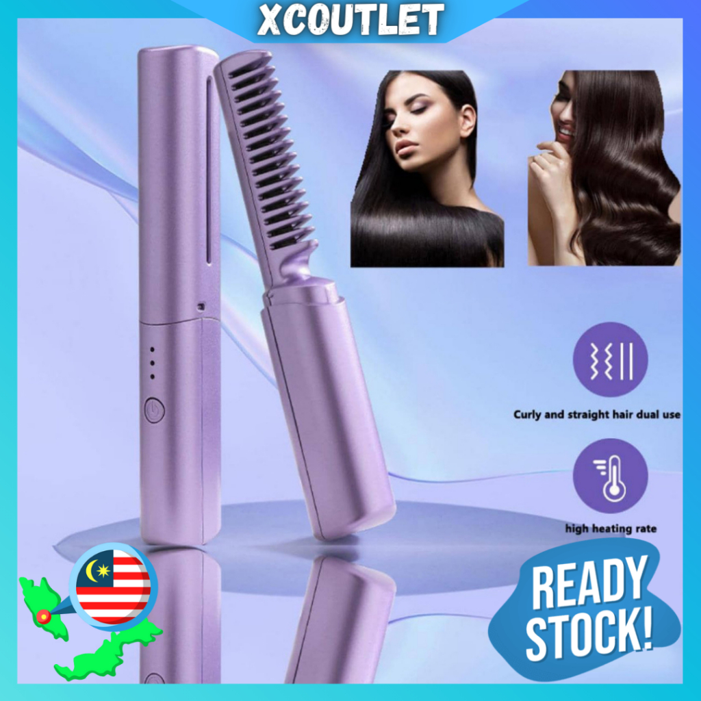 Straightener Comb Wireless Hair Curler Usb Charging Rechargeable ...