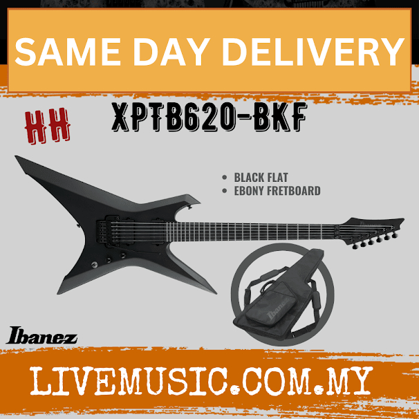 Ibanez Iron Label XPTB620-BKF Electric Guitar w/Bag, Black Flat ...