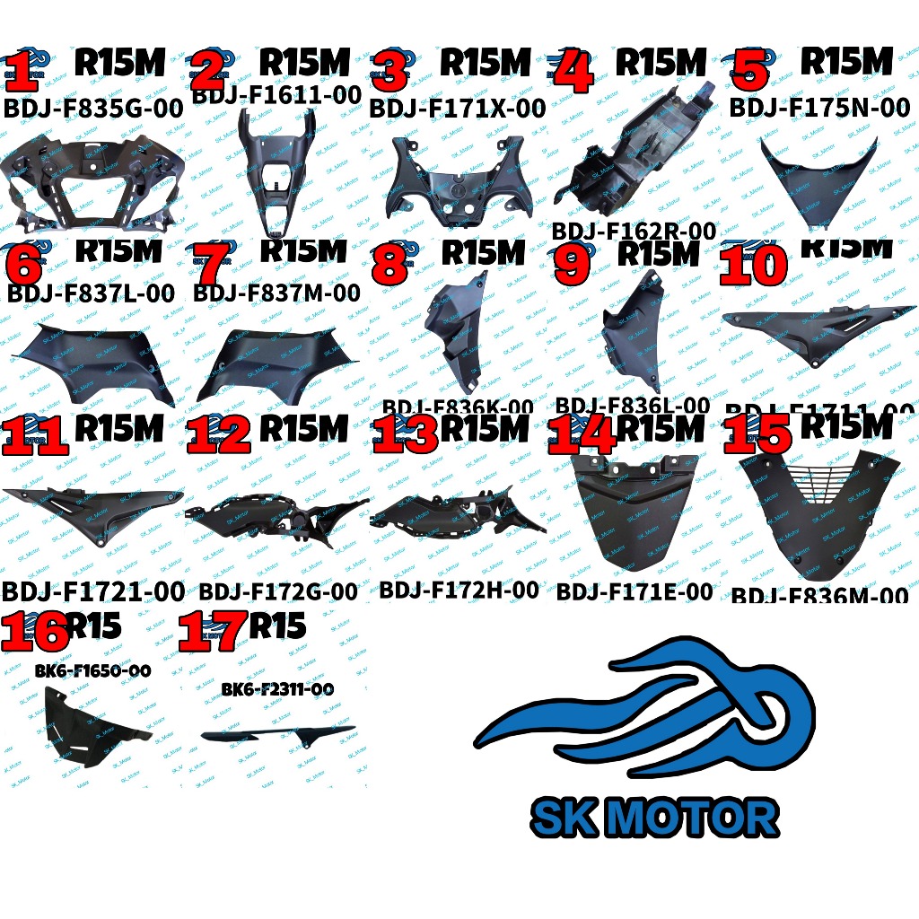 Yamaha YZF-R15M R15 M Original Inner Cover Full Set / Kaver Hitam Mud ...