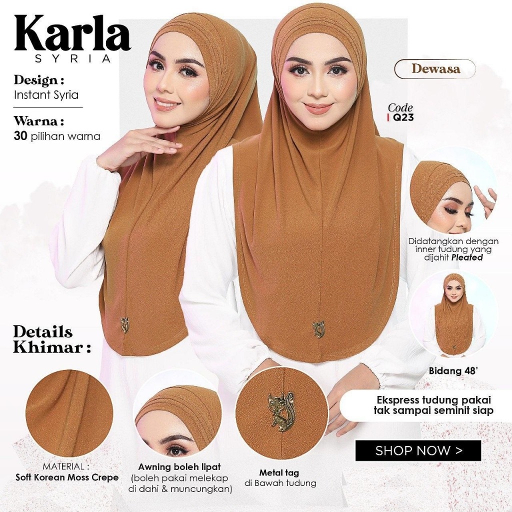 KARLA INSTANT SYRIA PLEATED ANA IBU SET | KAIN SOFT KOREAN MOSS CREPE | IRONLESS HIJAB WITH FREE ...