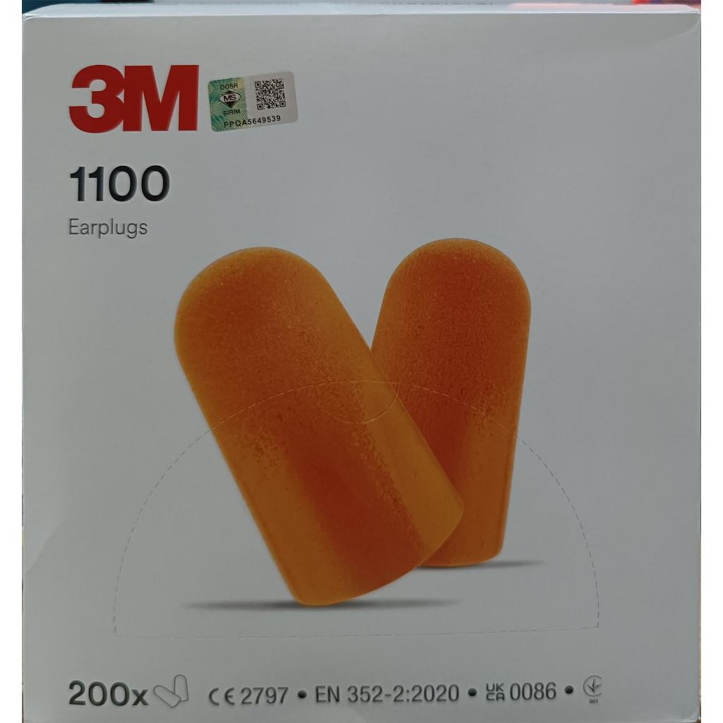 3M 1100 Uncorded Soft Foam Disposable Earplugs SNR 35 dB (200 Pairs/Box ...