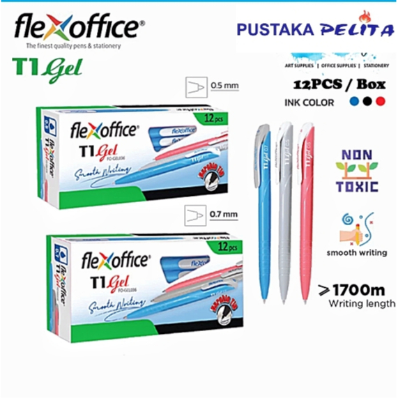 FLEXOFFICE T1 Gel Pen Retractable Pen 0.5mm/0.7mm ( 12pcs )FO-GEL036 ...