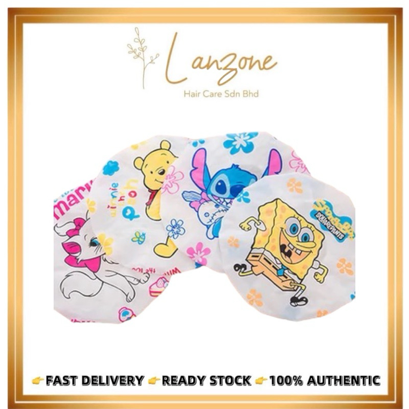 Cute Cartoon Shower Cap with Elastic Band Resuable Waterproof Bath Hair ...