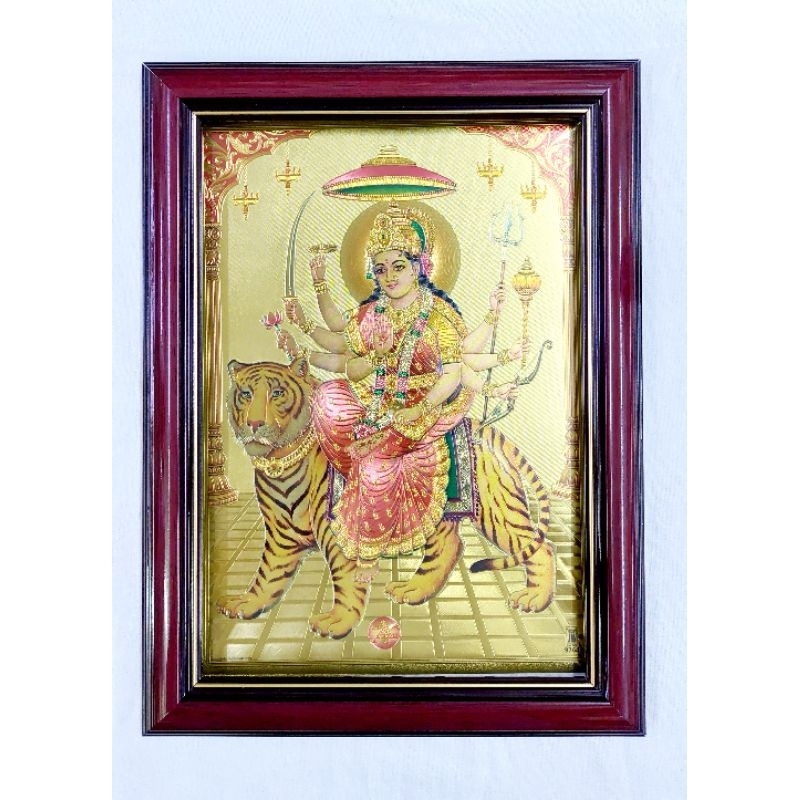Thurgai Amman Photo Frame A4 Size Gold Foil Thurga Picture | Shopee ...