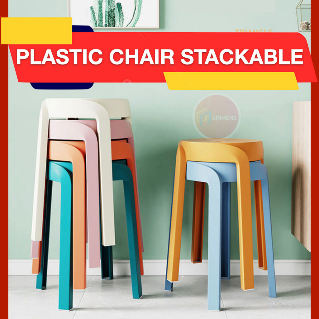 Plastic Chair Stackable Thickened Storage Dining Chair study chair ...