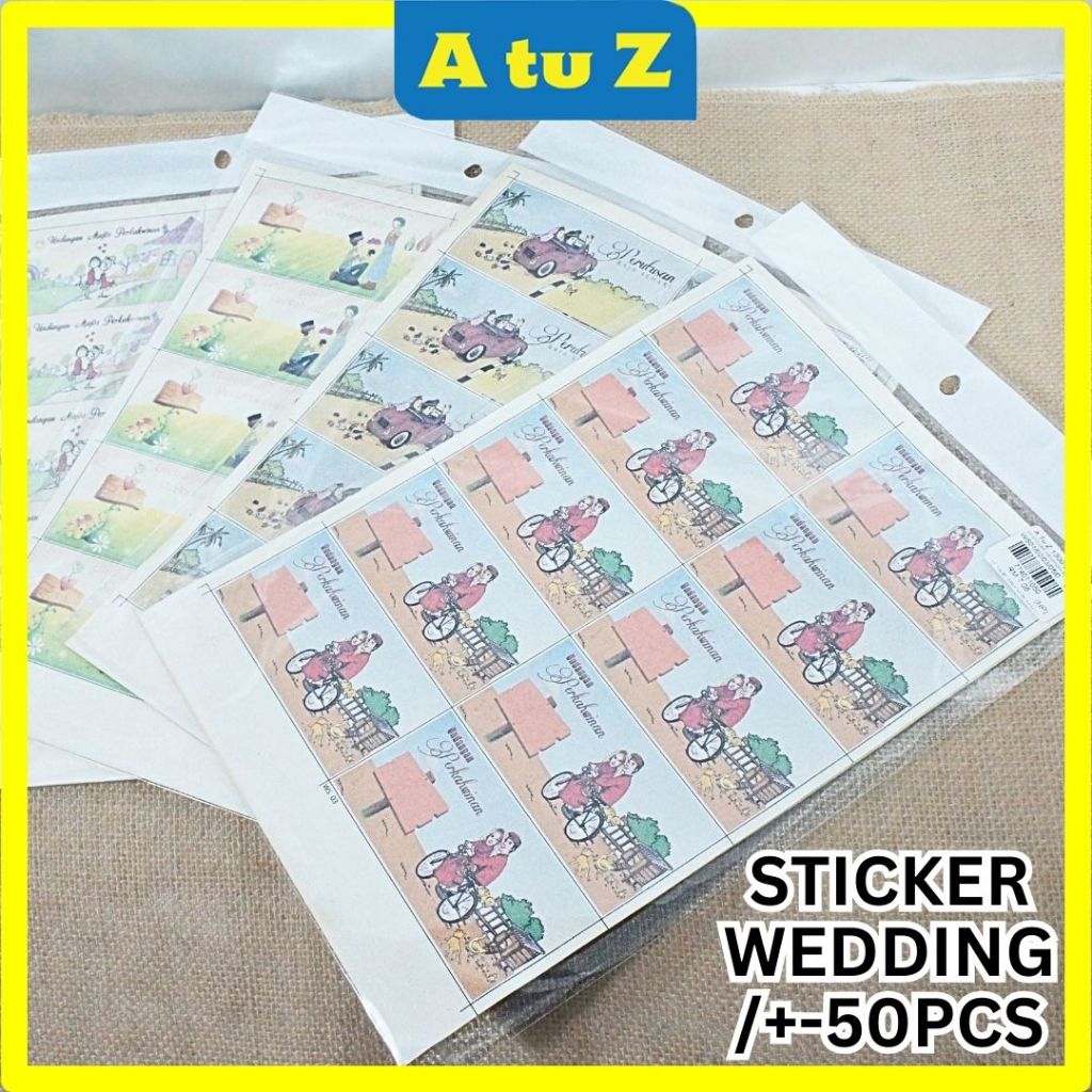AtuZ Wedding Sticker 50PCS Undangan Majlis Perkahwinan Sticker ...