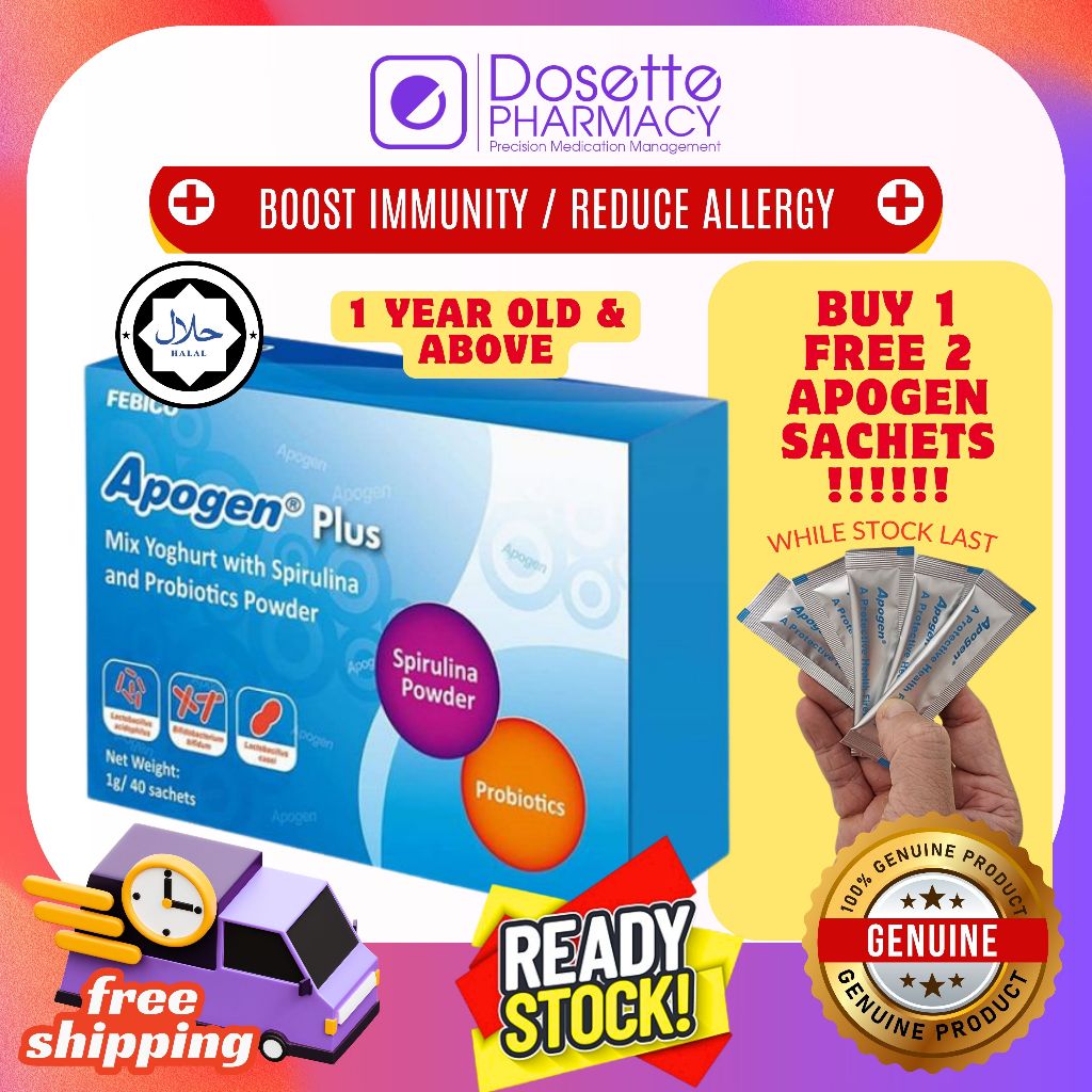 APOGEN PLUS EXP:01/28 PROBIOTIC GRANULES 40 SACHETS / 2 x 40 SACHETS ...