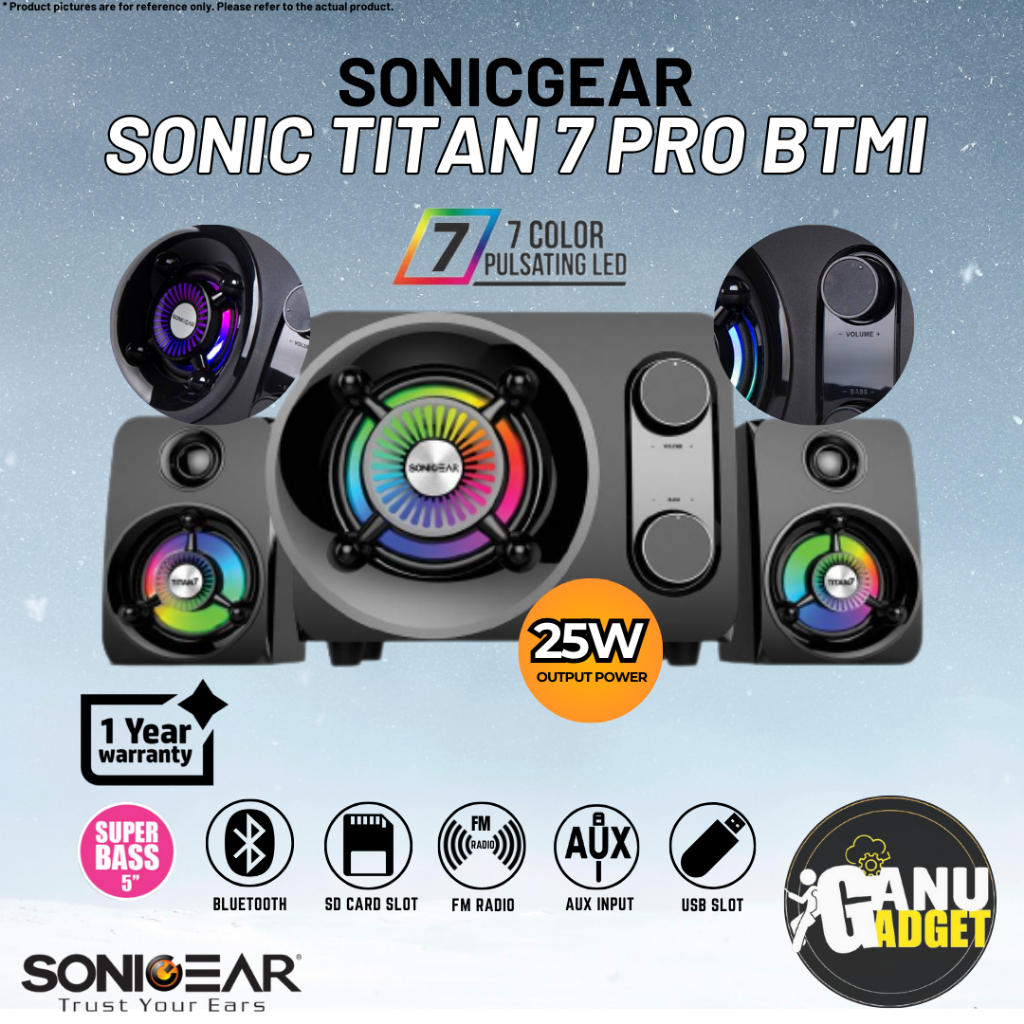 SonicGear TITAN 7 PRO BTMI Bluetooth Speaker 7 Lights Effect | FM Radio ...