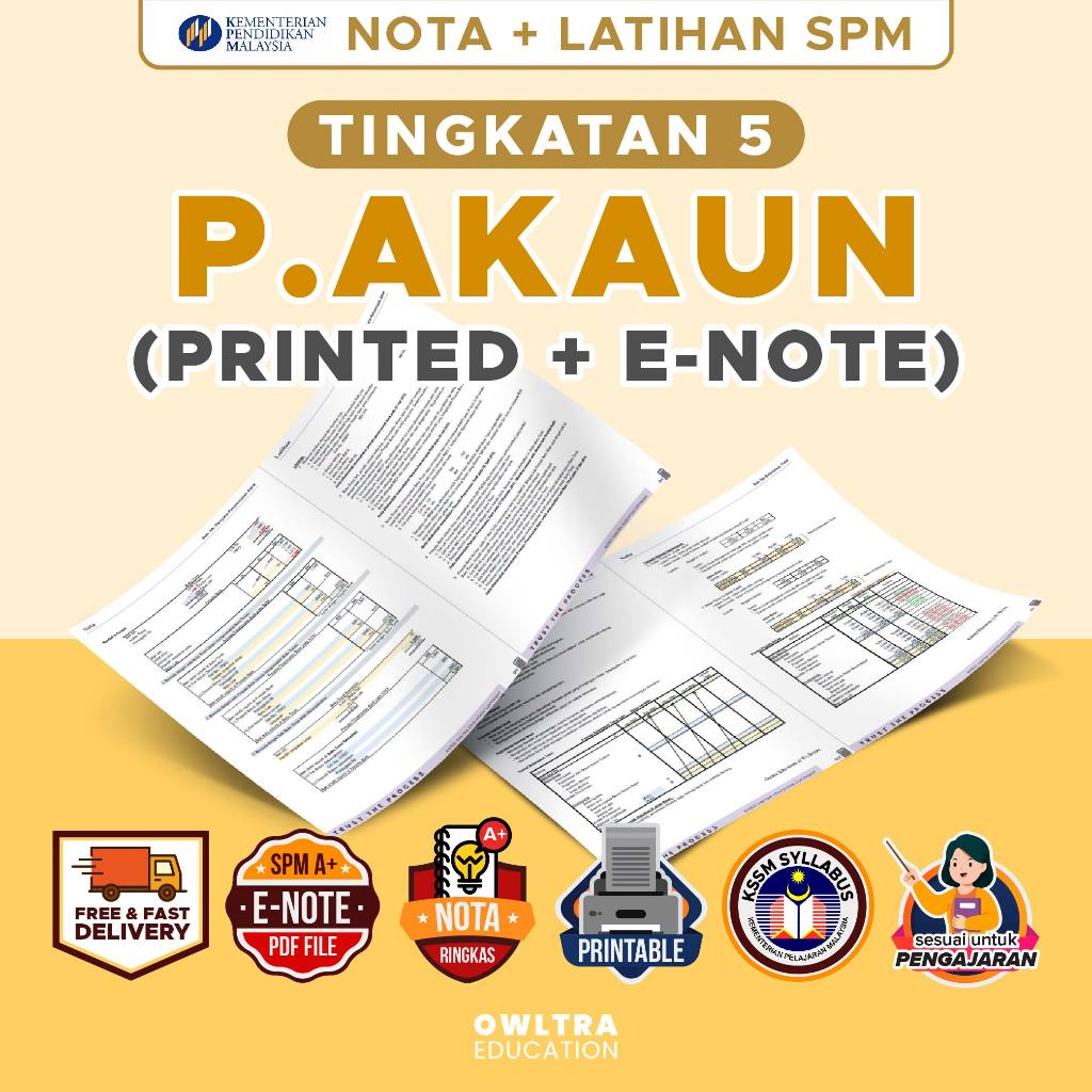 Prinsip Akaun SPM Tingkatan 5 Nota Latihan (KSSM) Buku Rujukan A+ (Printed + E-note) | Shopee ...