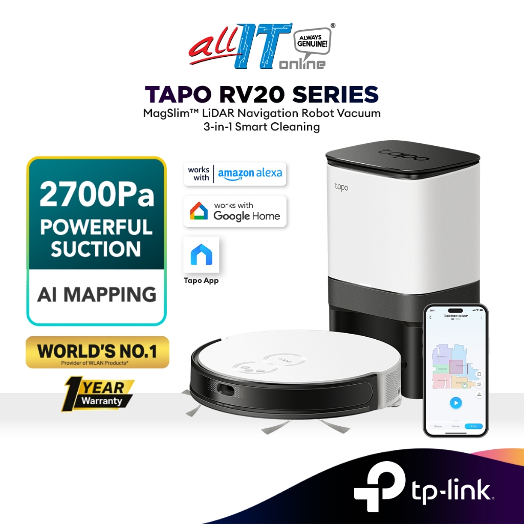 TP-Link Tapo RV20 Mop / RV20 Mop Plus Robot Vacuum 3-in-1 Smart ...