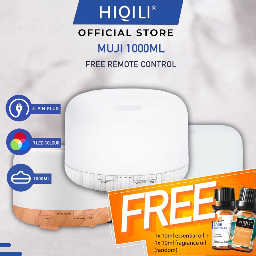 HiQiLi Muji 1000ml Humidifier Aroma Diffuser Aromaterapi Essential Oil ...