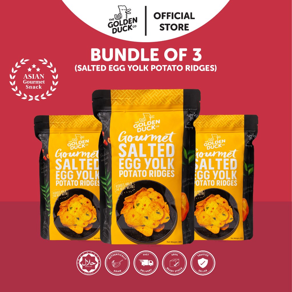 The Golden Duck Salted Egg Yolk Potato Ridges Potato Chips Snacks (3 ...
