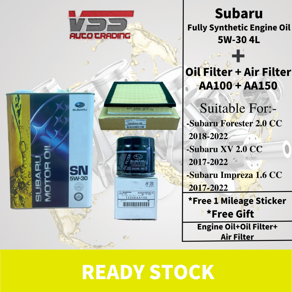 SUBARU ENGINE OIL MOTOR OIL SN 5W30 4L + SUBARU OIL FILTER 15208-AA100 ...